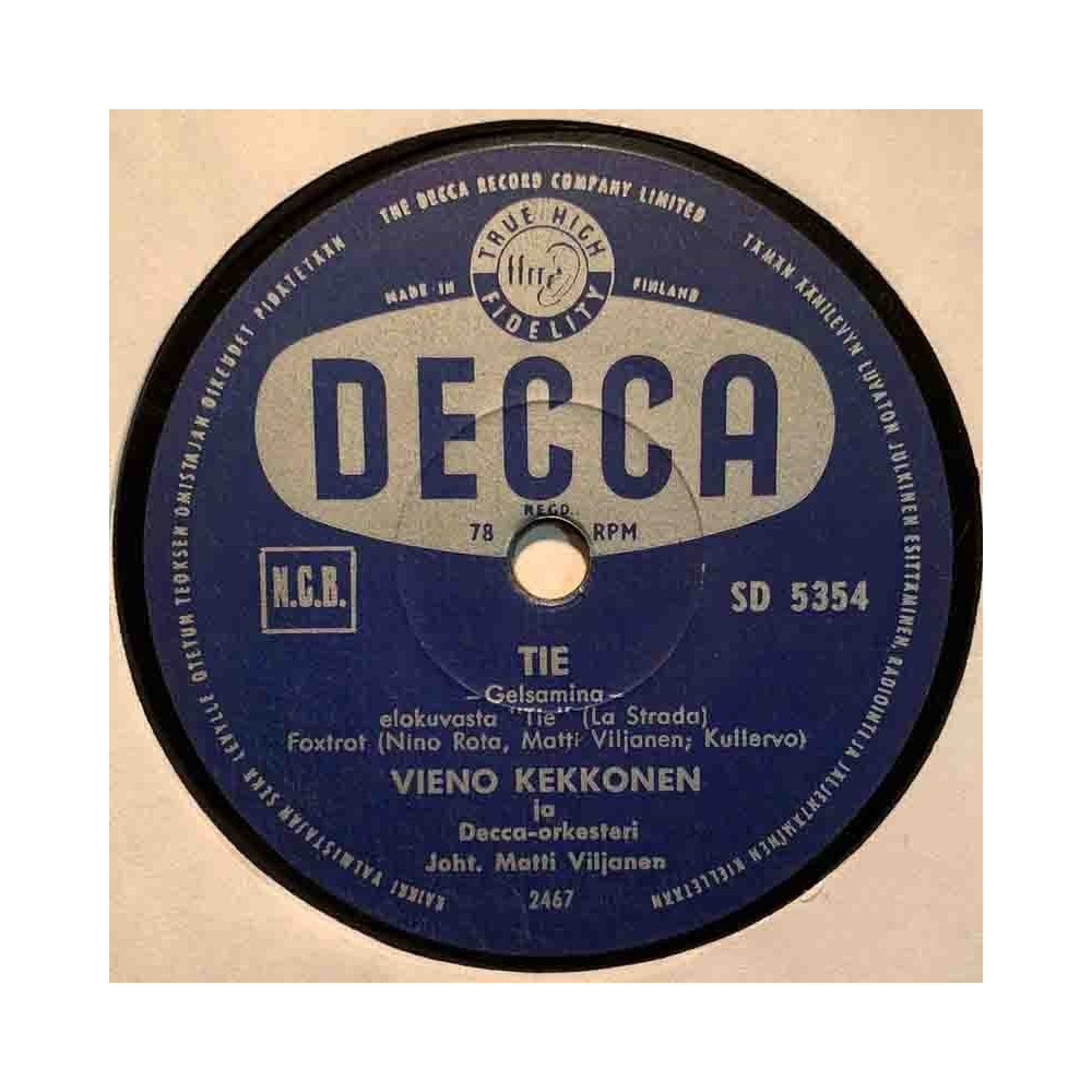 Kekkonen Vieno / Wiola Talvikki Tie / Mambo Bacan - Käytetty 78-kierros ...
