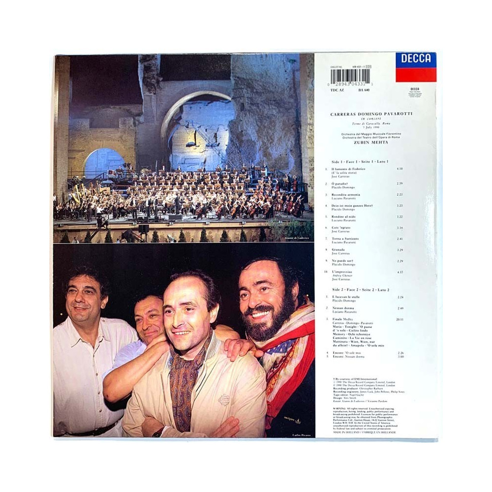 Carreras Domingo Pavarotti 1990 430 433-1 In Concert Used LP ...