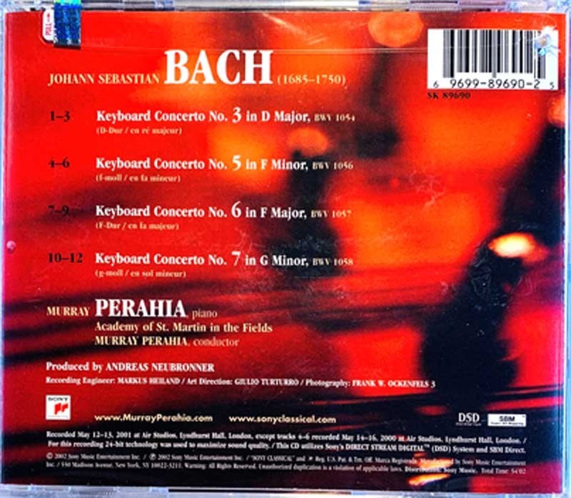 Bach • Murray Perahia Keyboard Concertos Nos. 3, 5, 6, 7