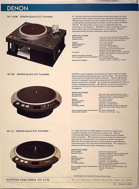 Denon POA-8000, PRA-2000, DP-100M Brochure HiFi, year 1982
