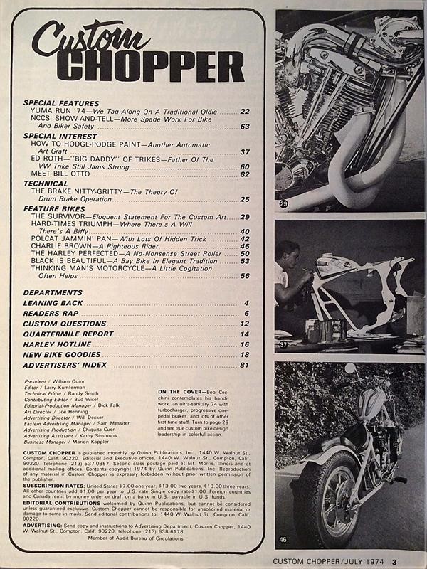 Custom Chopper used magazine, year 1974
