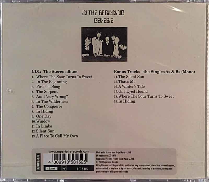 Genesis In The Beginning + 6 bonus tracks - CD